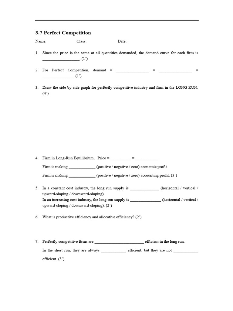 Homework 3.7 Perfect Competition | PDF | Perfect Competition | Demand