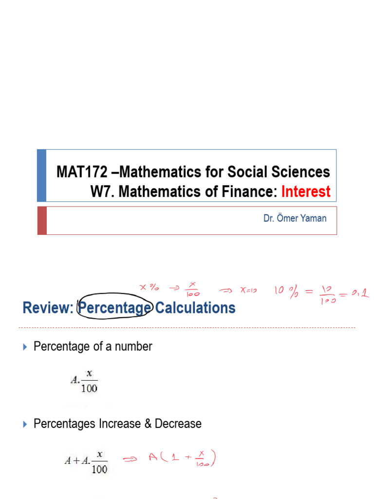 W7. Mathematics of Finance - Interest | PDF | Interest | Compound Interest