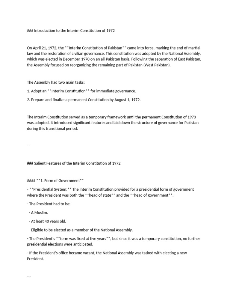 Interim Constitution of Pakistan 1972 | PDF | Justice | Public Law