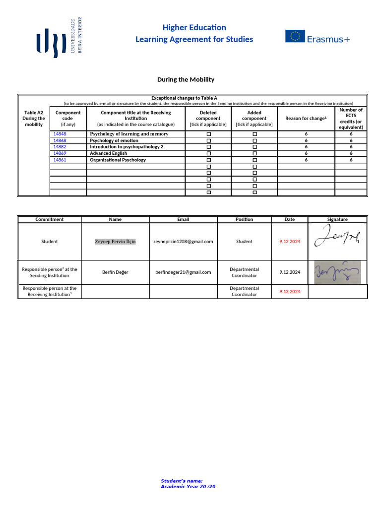 Changes - Learning Agreement | PDF | Psychology