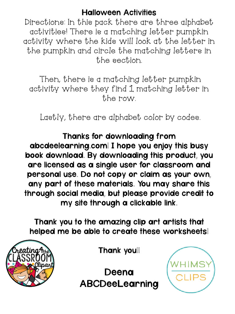 Halloween Alphabet Pack | PDF