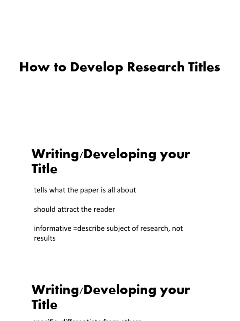 How To Develop Research Titles | PDF