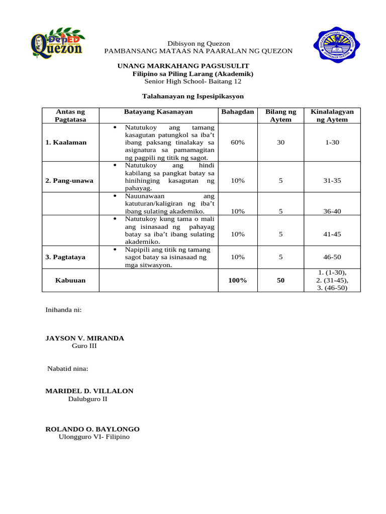 TOS- Piling Larang.first - Copy | PDF