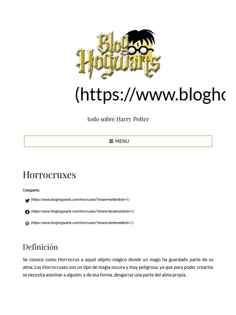 Horrocruxes _ Blog Hogwarts | PDF | Mundos de fantasía | Serie de novelas de fantasía