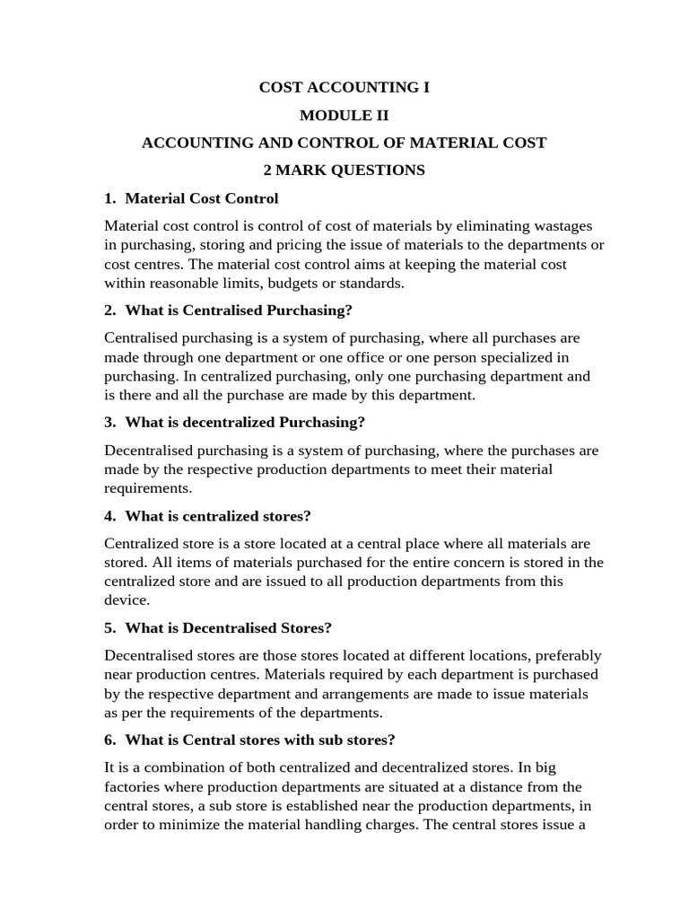 Cost Accounting Module II | PDF | Business | Economies