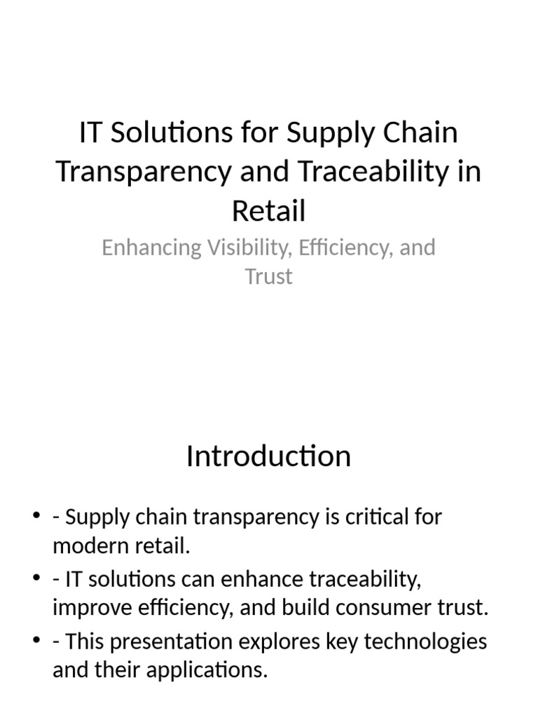 IT Solutions Supply Chain Transparency | PDF