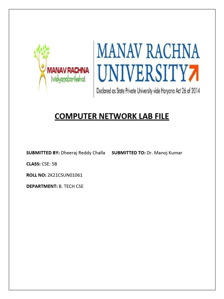 Computer Networking Lab Guide | PDF | Computer Network | Coaxial Cable
