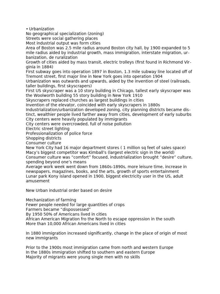 Us History From 1877 Notes | PDF | Employment | Immigration