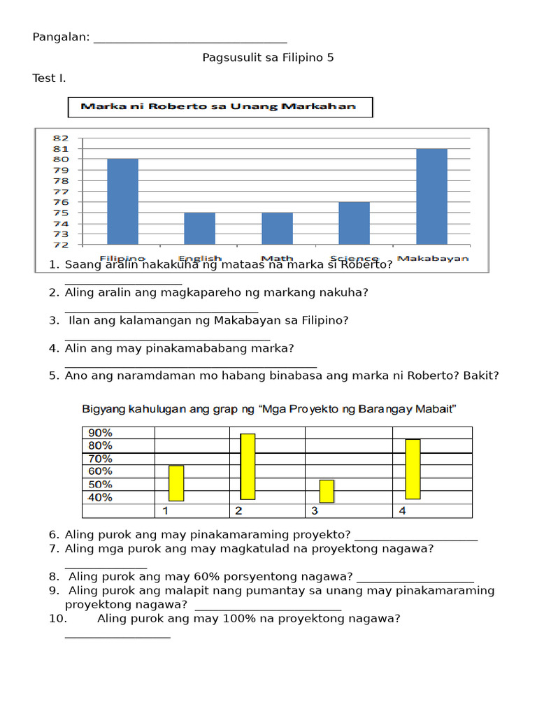 Test in Filipino 5-Graph | PDF