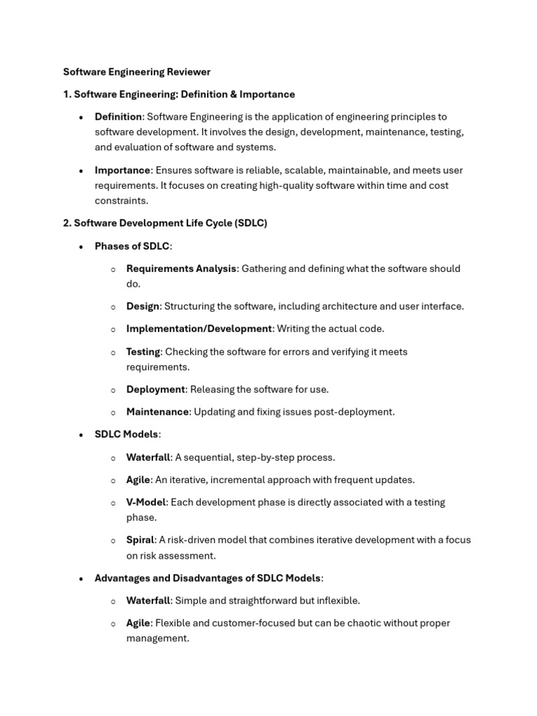Software Engineering Reviewer | PDF | Software Development Process ...