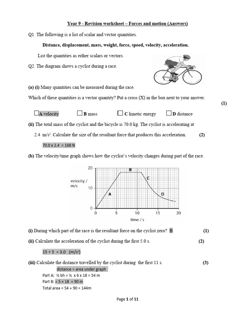 Year 9 Forces and Motion Revision Guide | PDF | Force | Acceleration
