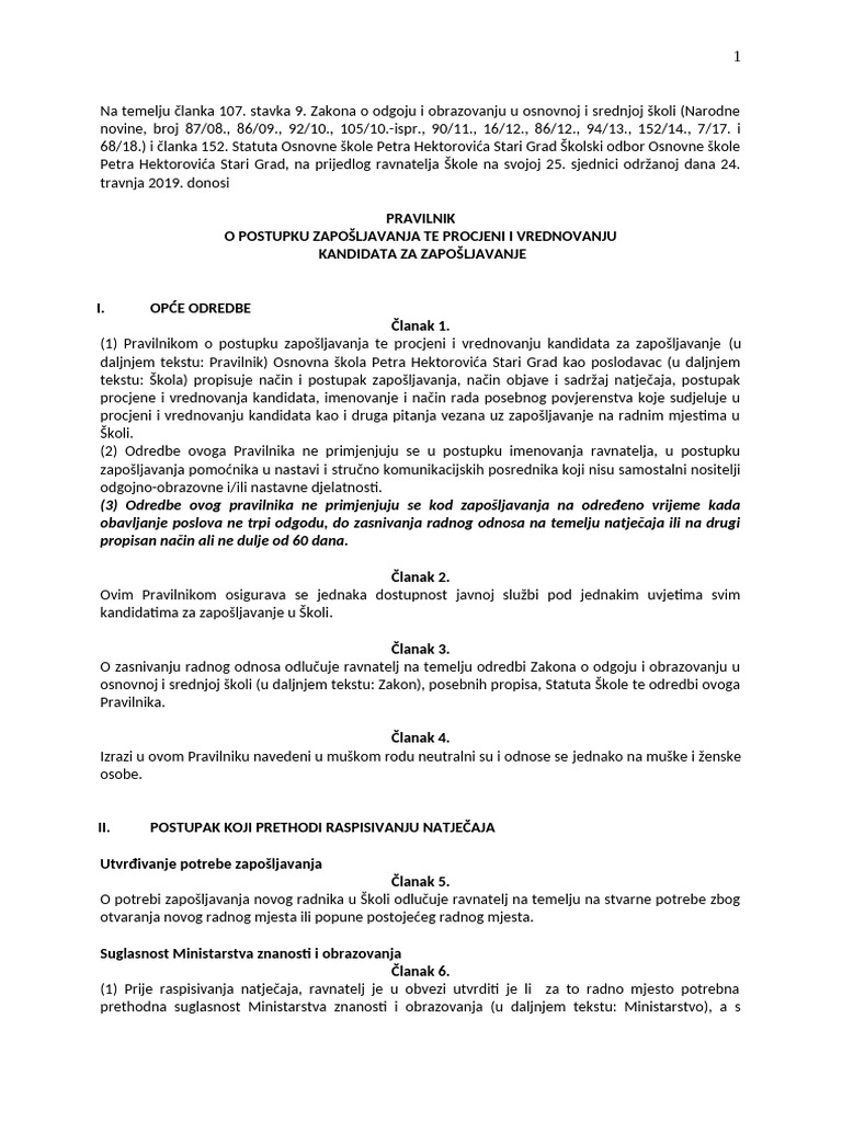 PRAVILNIK_O_NACINU_I_POSTUPKU_ZAPOSLJAVANJA.. | PDF