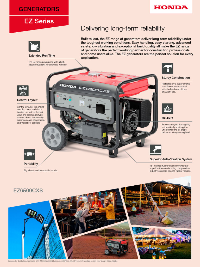 Honda EZ6500CXS Generator Overview | PDF | Alternating Current ...