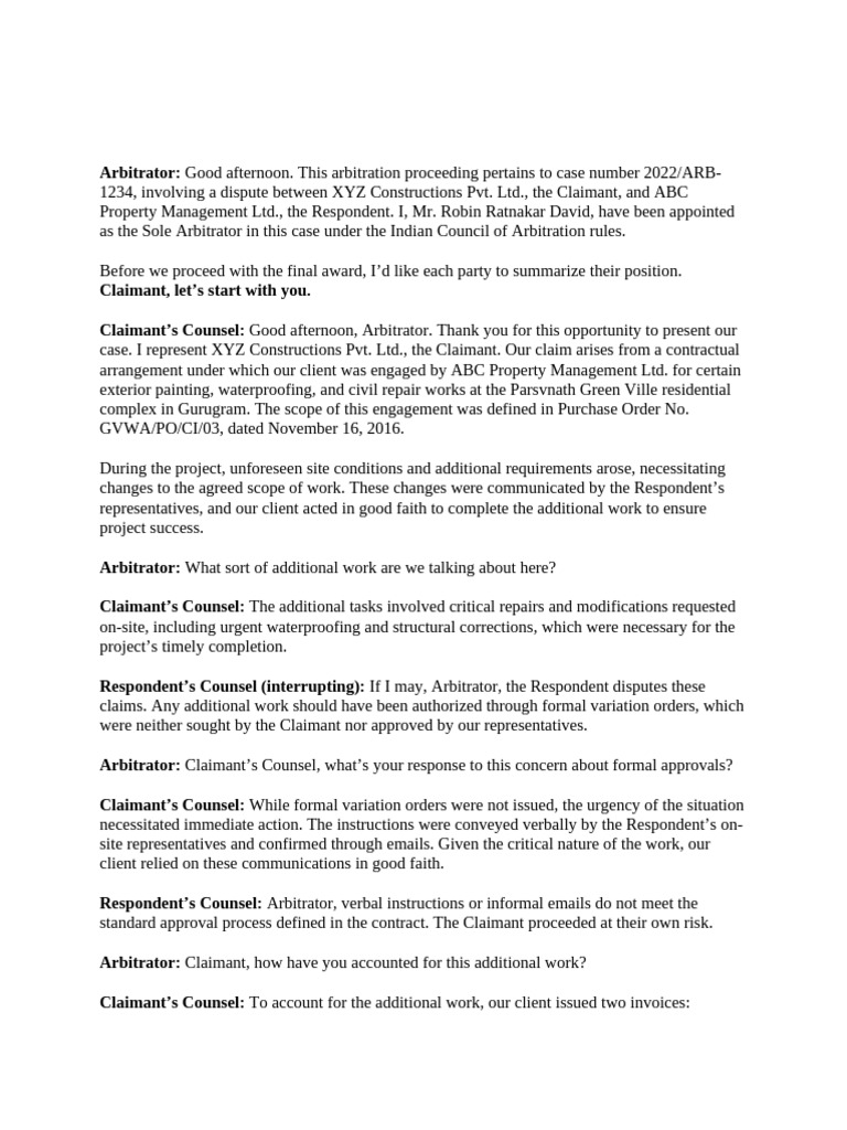 script | PDF | Arbitral Tribunal | Arbitration