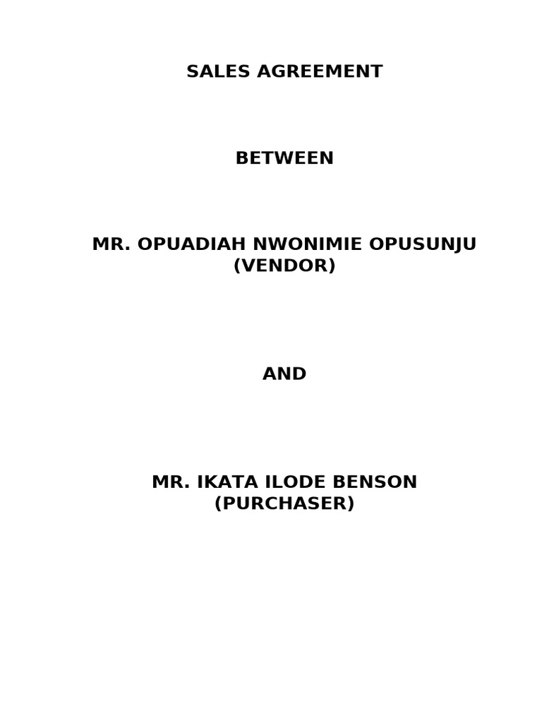 Sales Agreement | PDF