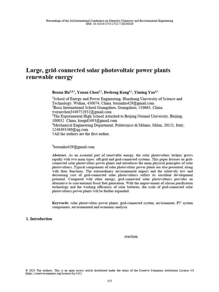 Large_grid-connected_solar_photovoltaic_power_plan | PDF | Photovoltaics | Power Inverter
