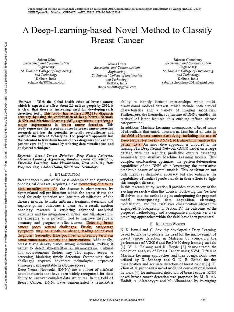 A Deep-Learning-Based Novel Method To Classify Breast Cancer | PDF ...