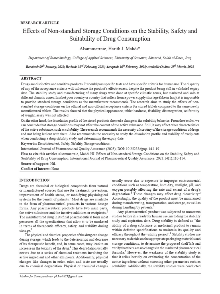 IJPQA, Vol 14, Issue 1, Article 19 | PDF | Tablet (Pharmacy) | Solubility