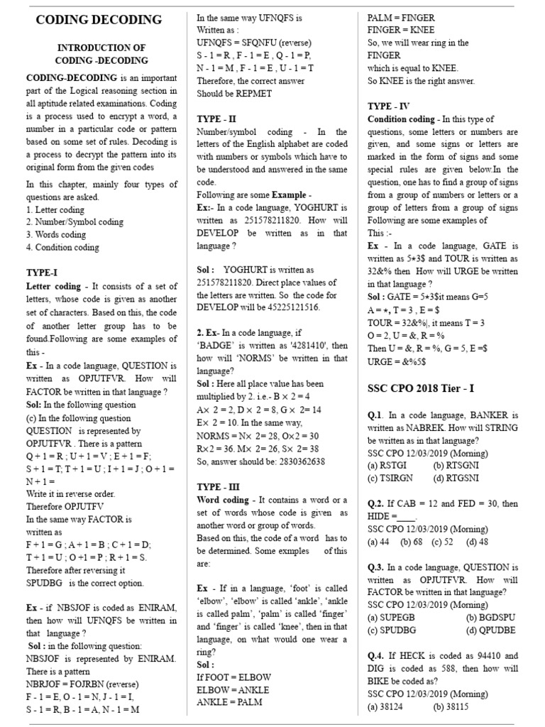 Coding Decoding PYQ English | PDF | Encryption | Communication