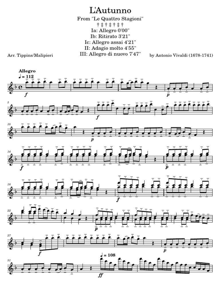 "L'Autunno" (Autumn) by Antonio Vivaldi | PDF | Musical Forms | Music ...