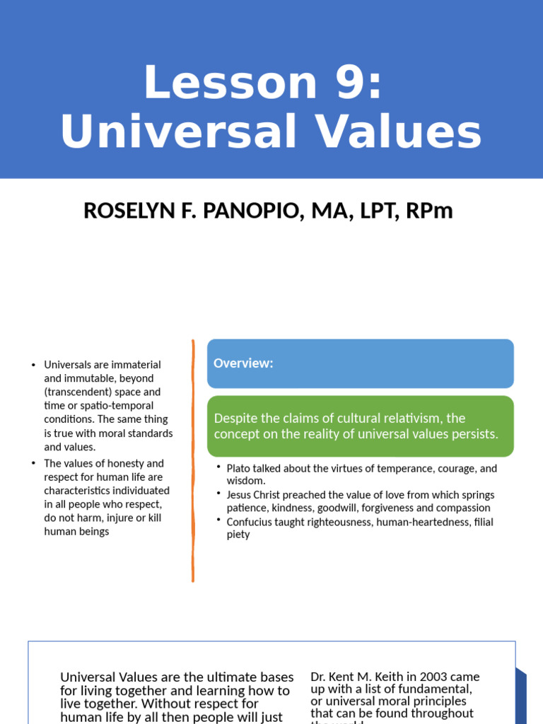 Lesson 9 and 10 - Universal Values and Utilitarianism | PDF ...