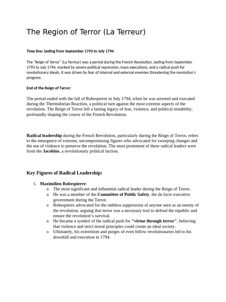 Region of Terror Keypoint | PDF | Reign Of Terror | Maximilien Robespierre