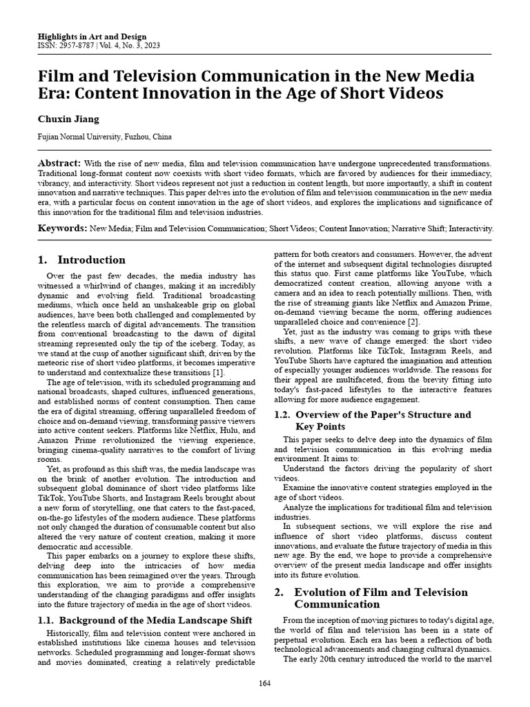 Film and Television Communication in the New Media Era Content ...