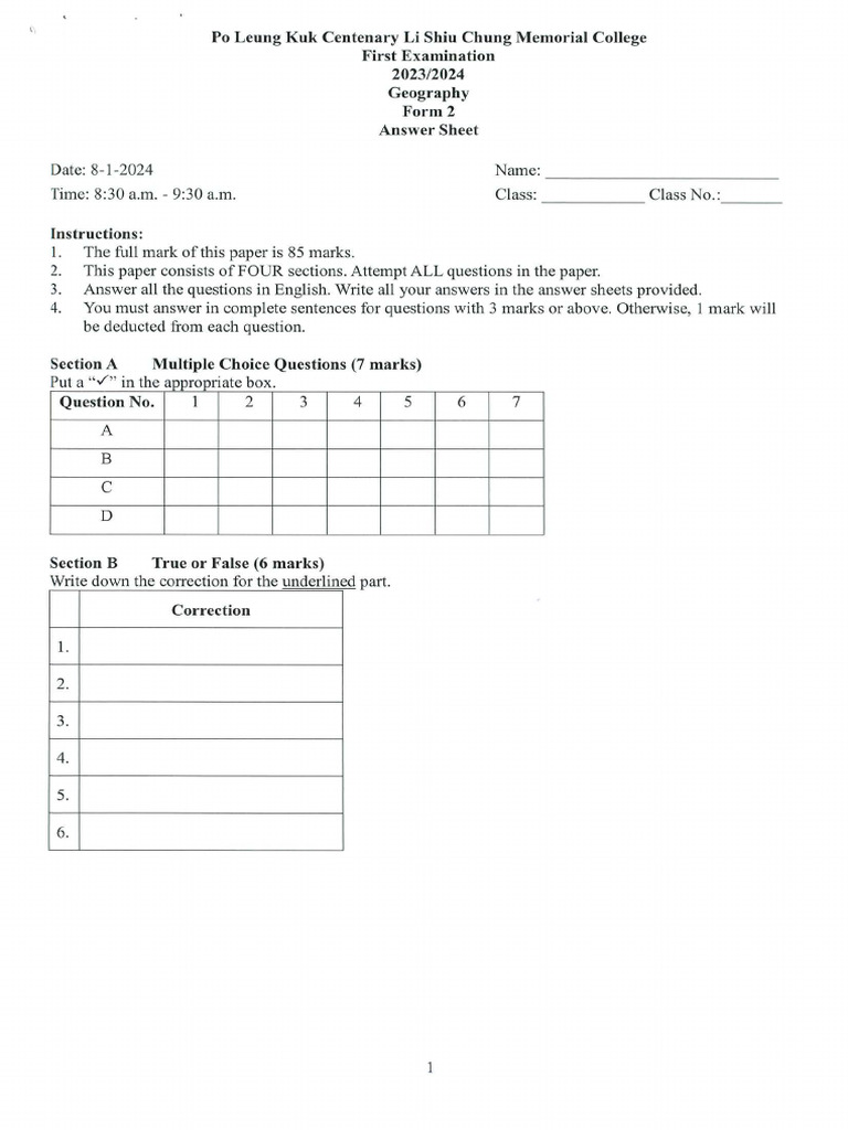 F2 1stexam Geography As | PDF