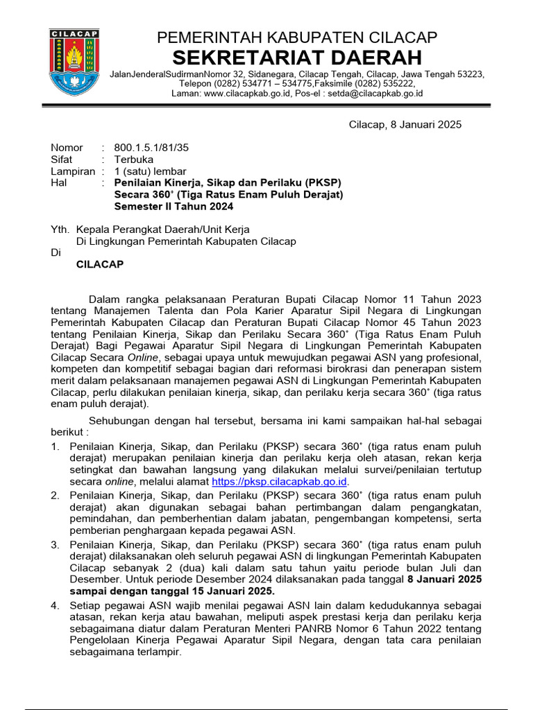 PKSP 360˚ untuk ASN Cilacap 2024 | PDF
