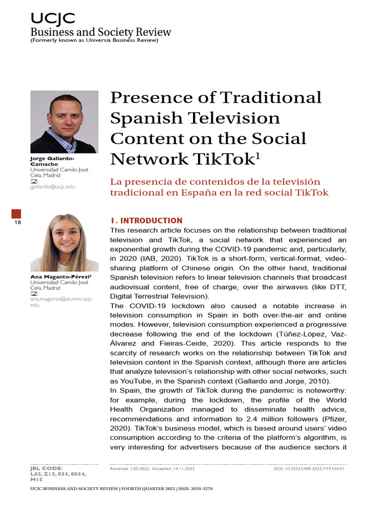 Presence of Traditional Spanish Television Content On The Social ...