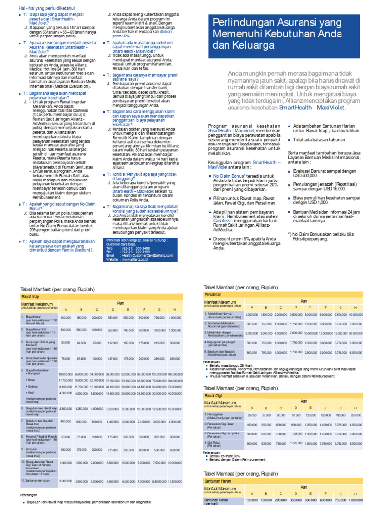 Allianz Brochure Smart Health Max I Violet Edited | PDF