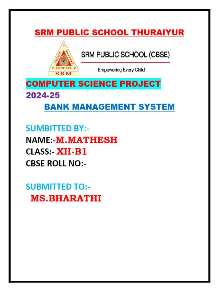 MATHESH PROJECT 2024 | PDF | Databases | My Sql