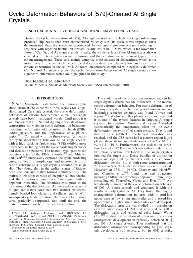 art%3A10.1007%2Fs11661-010-0347-7 | PDF | Plasticity (Physics ...