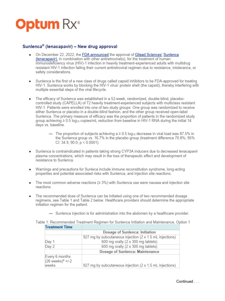 drugapproval_sunlenca_2022-1222 | PDF | Management Of Hiv/Aids ...