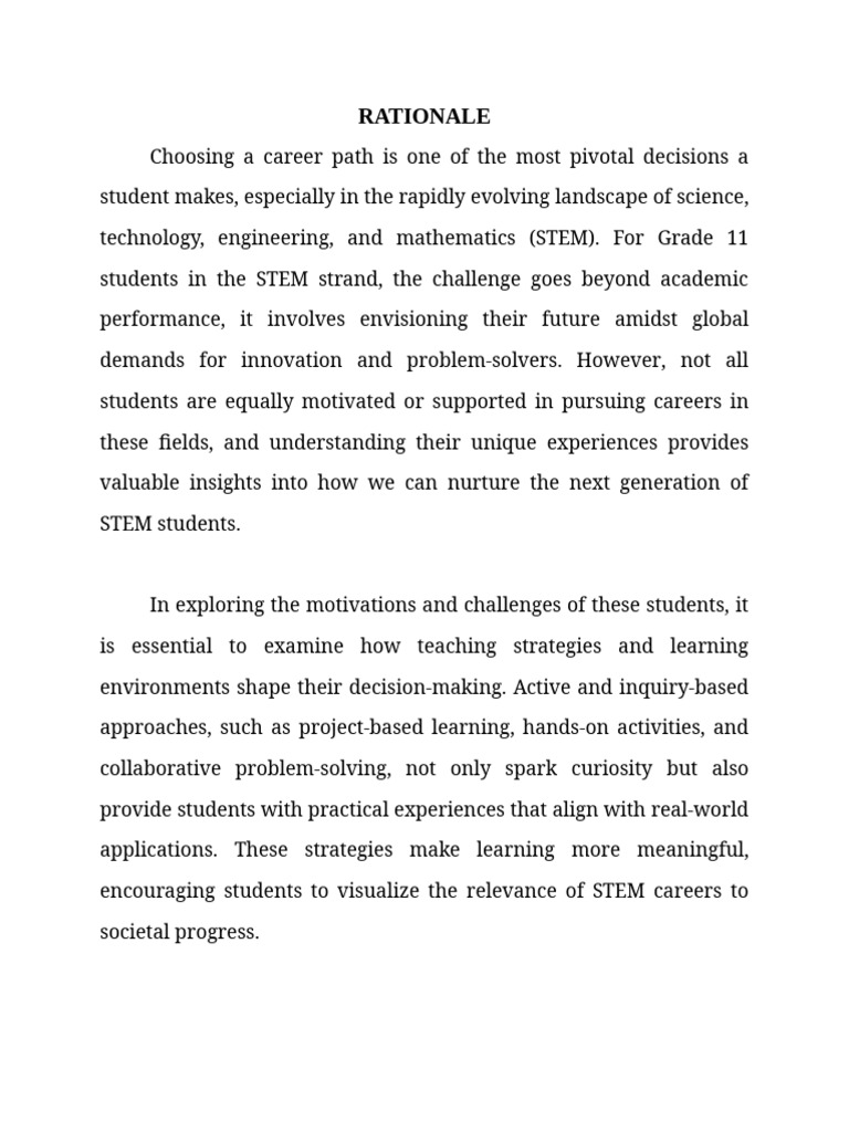 Sample rationale | PDF | Science, Technology, Engineering, And ...