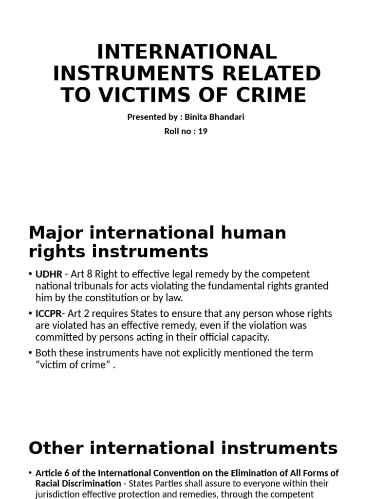 International Instruments Related To Victims of Crime | PDF | Crimes ...