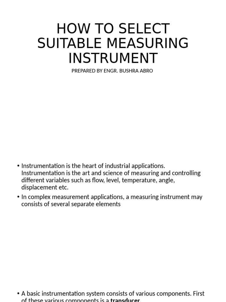 How to Select Suitable Measuring Instrument | PDF | Instrumentation ...