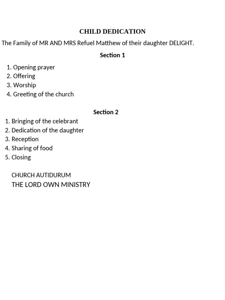 Child Dedication | PDF