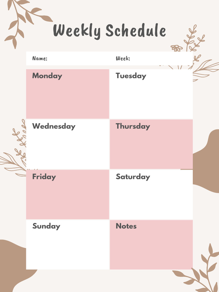 Weekly Schedule Document A4 20250105 004544 0000 | PDF