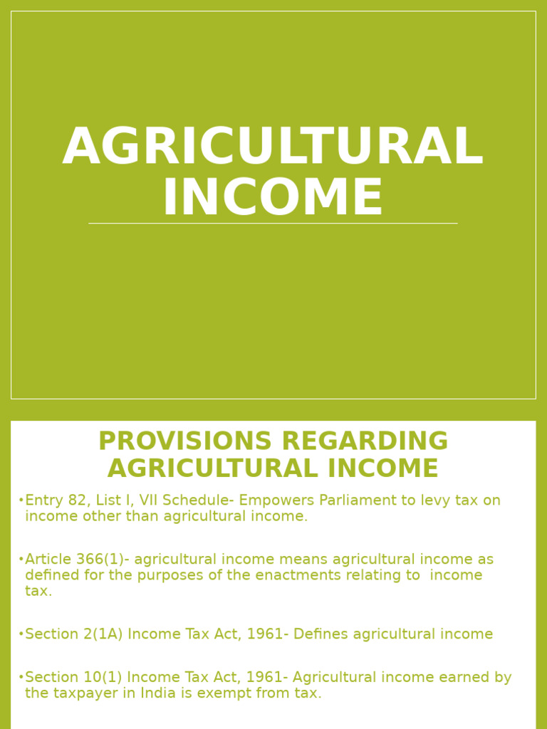 Understanding Agricultural Income Tax Rules | PDF | Taxes | Revenue