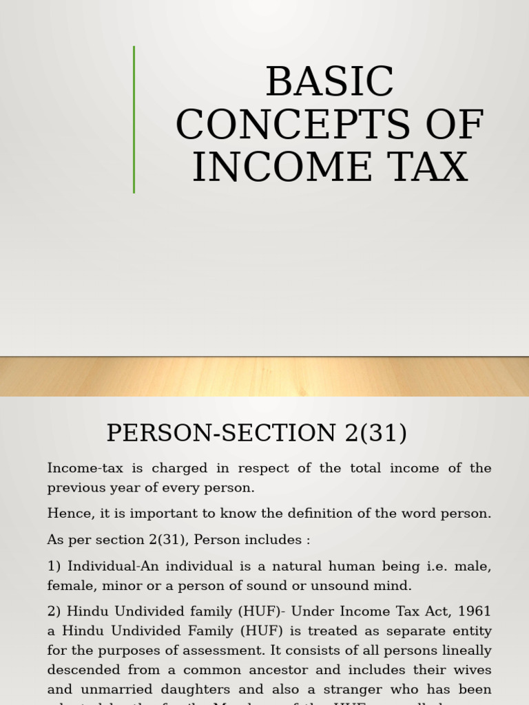 BASIC CONCEPTS OF INCOME TAX | PDF | Taxes | Government Finances