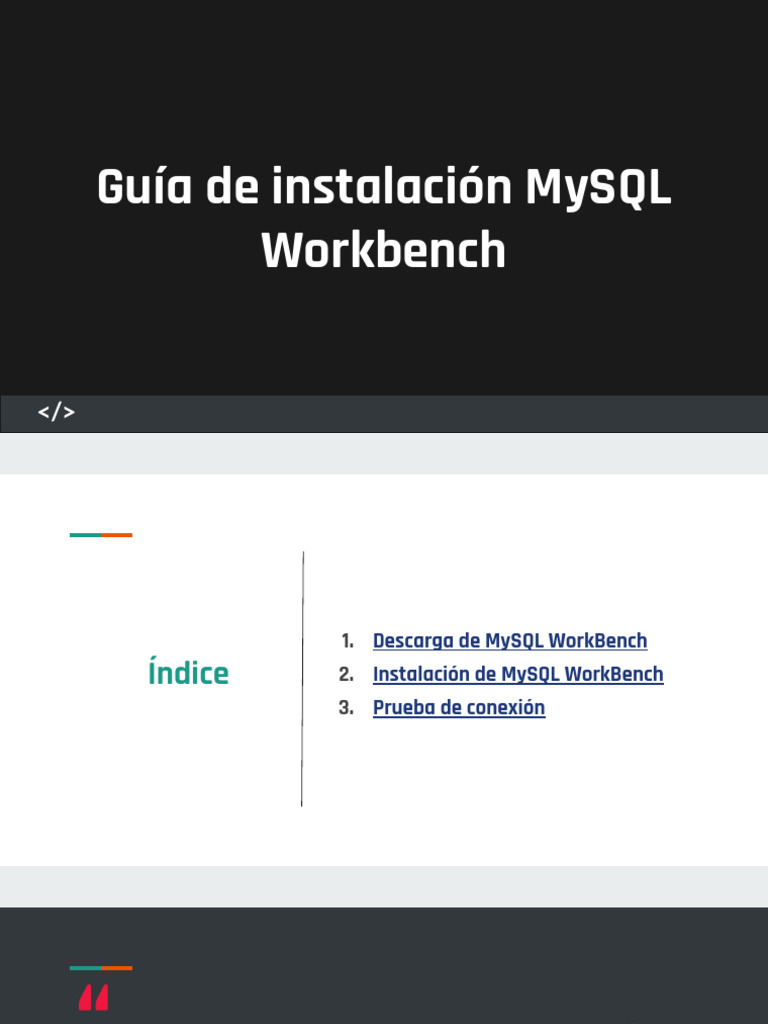 1. Guía de instalación MySQL Workbench | PDF