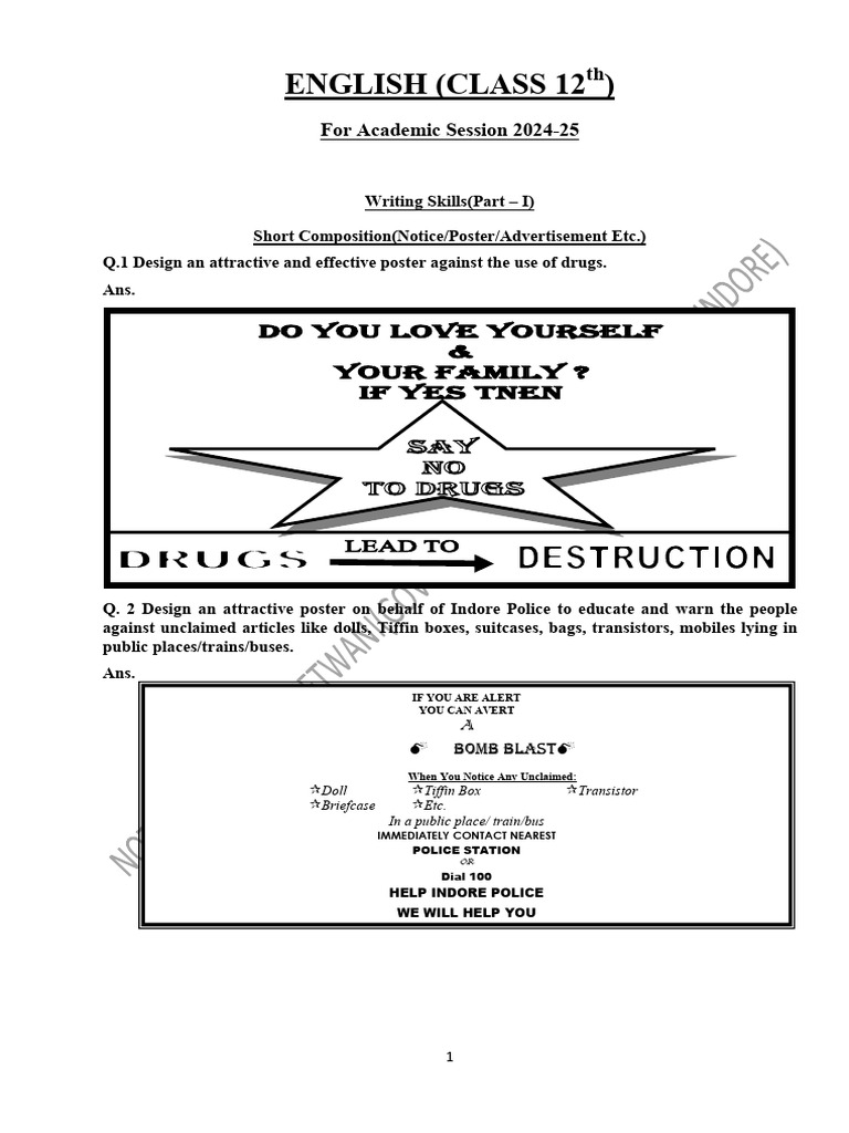 PDF - Notes Sub - English 12th 2024-25 | PDF