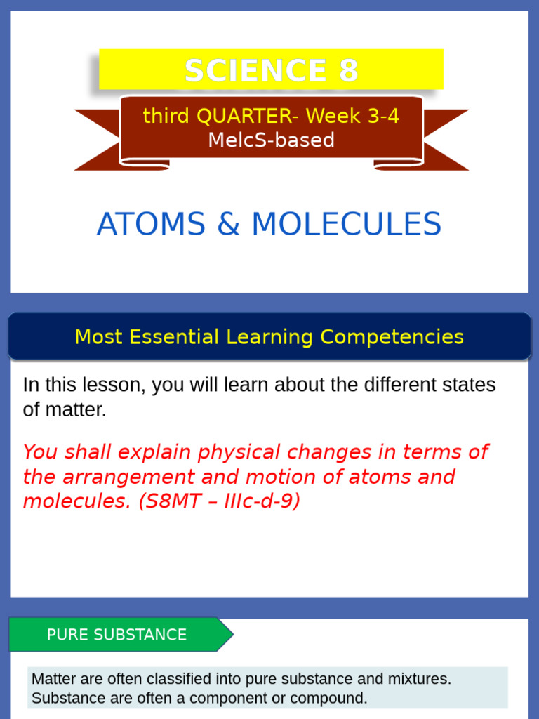 Science 8 - Week 3-4 3rd Quarter | PDF | Chemical Substances | Mixture