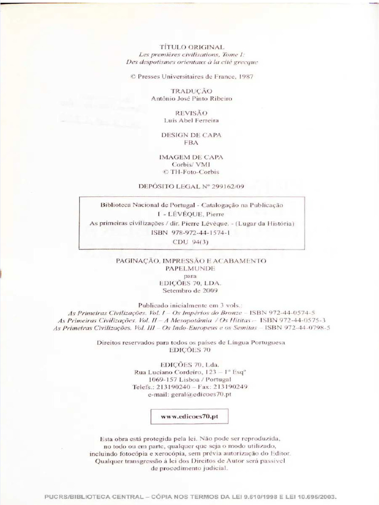 Leveque Pierre As Primeiras Civilizaoes Da Idade Da Pedra Aos Povos ...