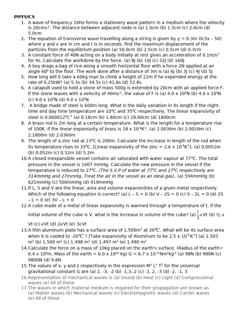 Mock Physics | PDF | Waves | Inductor