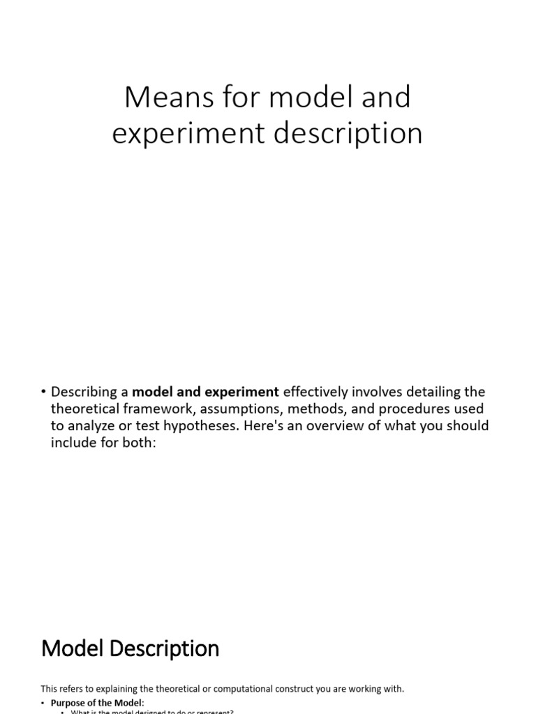 Model and Experiment Description Guide | PDF | Simulation | Conceptual ...