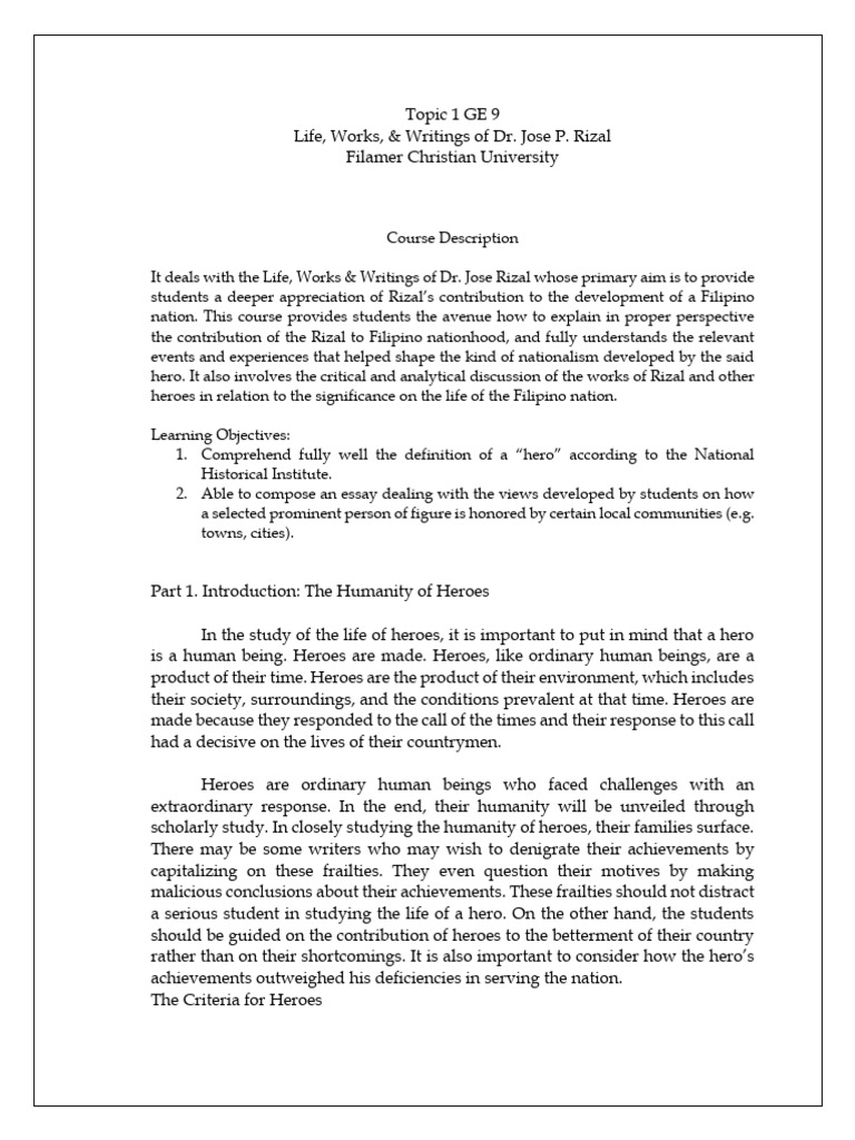 Rizal-Topic-1 | PDF | Philippines