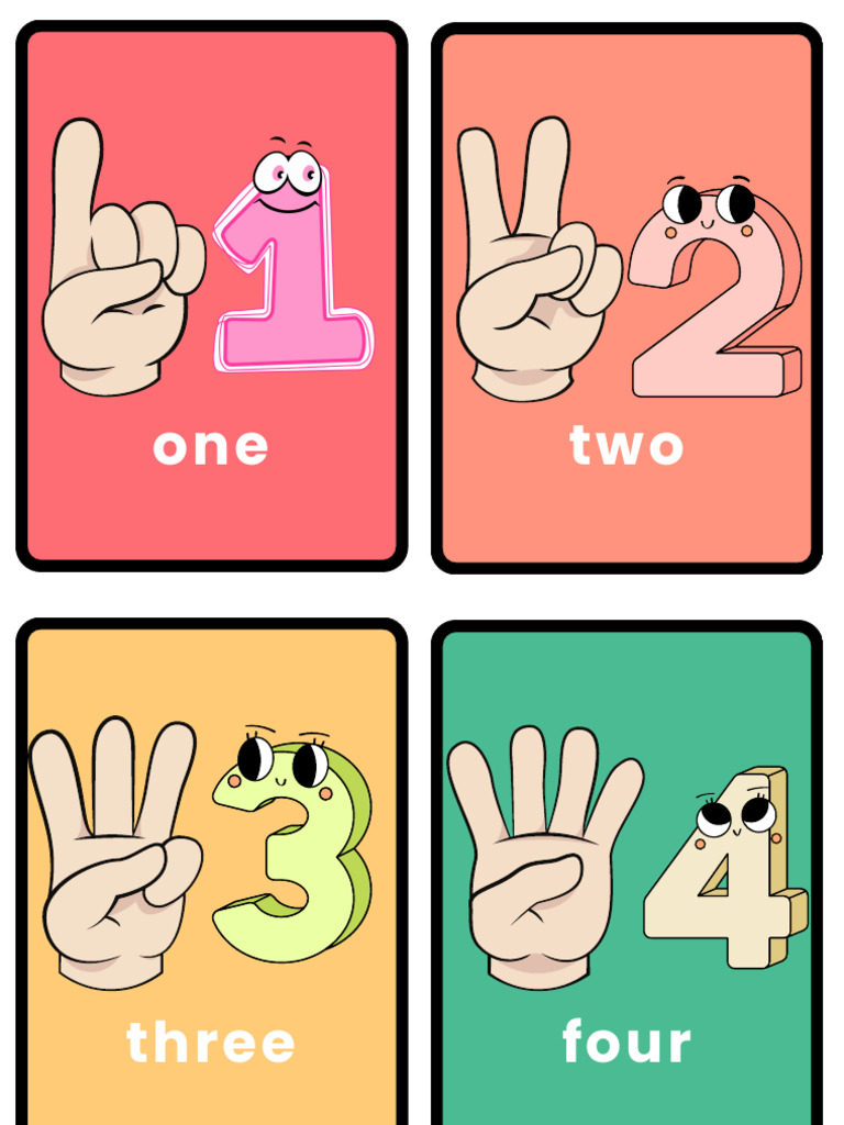 Colorful Math Number Illustrated Flashcards | PDF