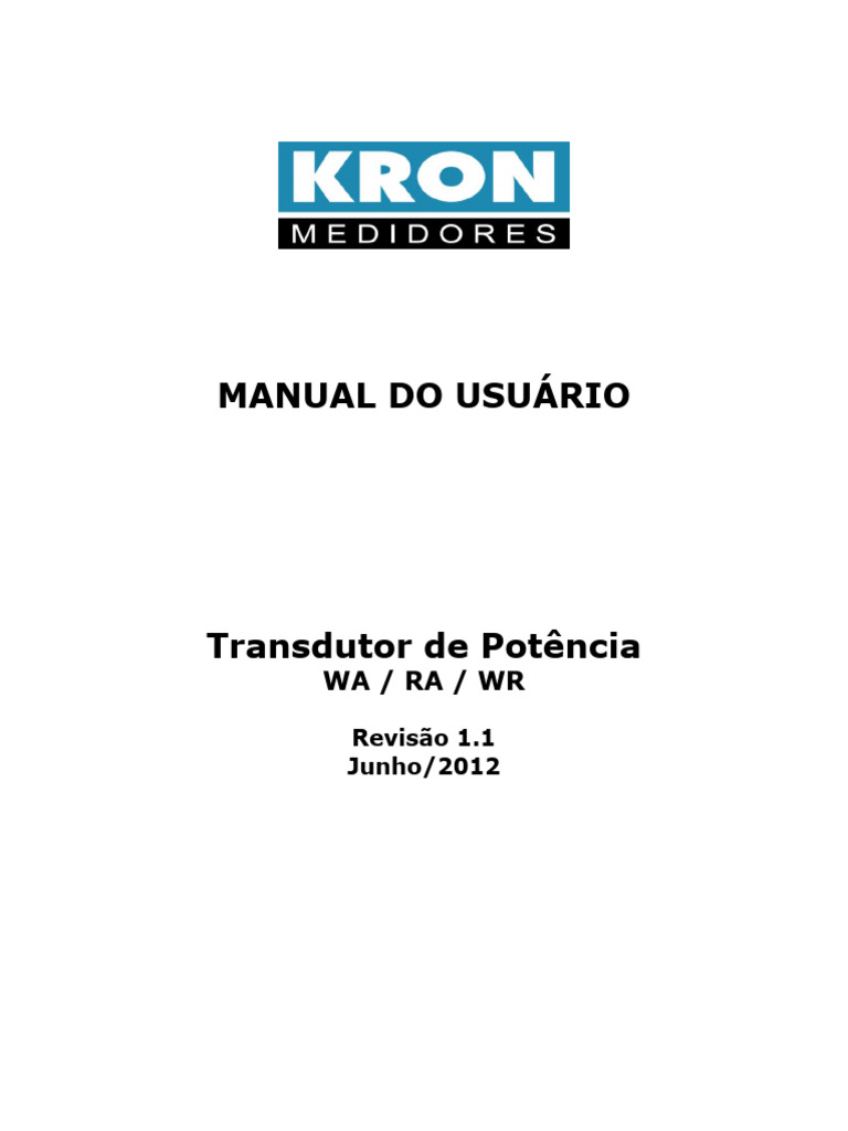 Manual do Transdutor de Potência WA/RA/WR | PDF | Potência (Física ...